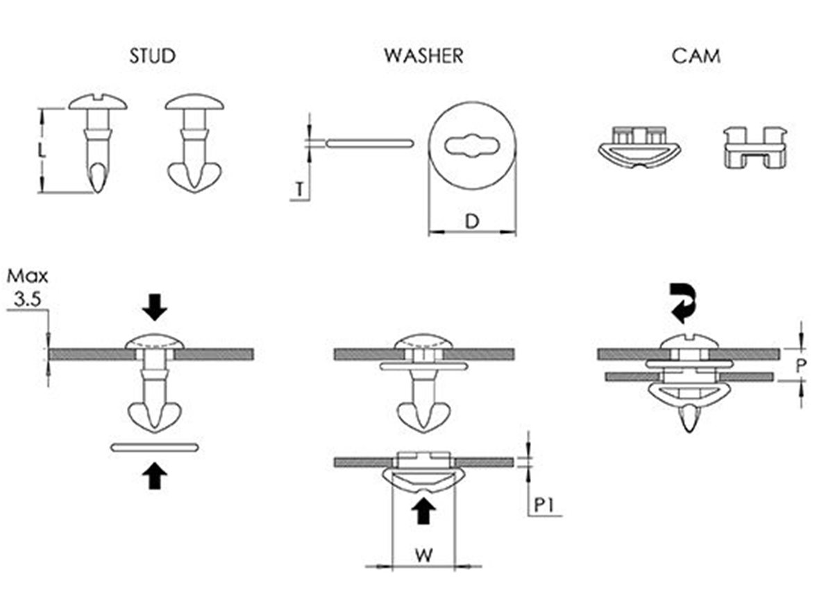 Buy Arrow Head Quarter Turn Fixings | Components Direct